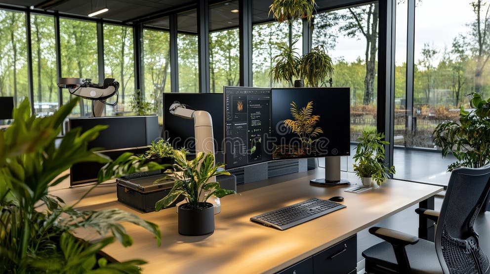 Smart Tech in Modern Office Innovative Workspace Design for a Green ...