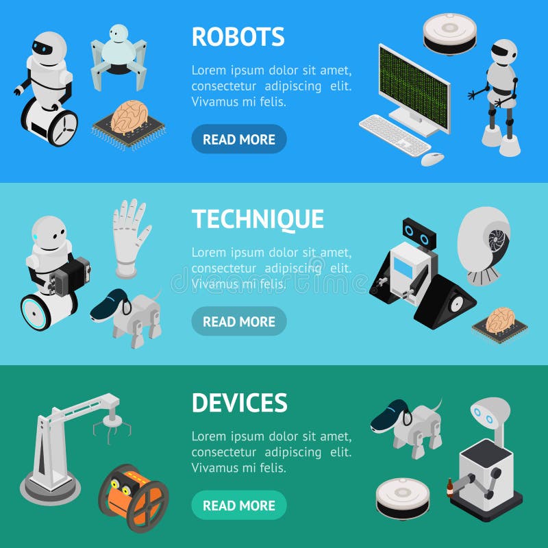 Smart Technologies Devices Banner Horizontal Set Isometric View. Vector ...