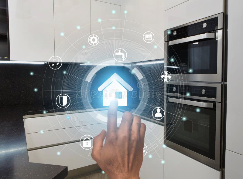 Smart Technologies. Millennial Guy Using Modern Home Control System in ...