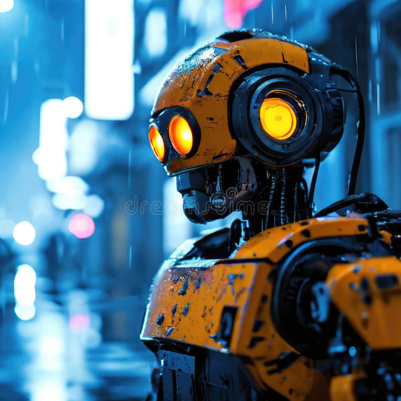 Smart Technologies. Robot on the City Street Stock Photo - Image of ...