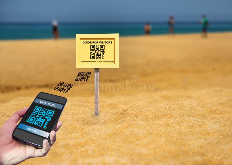 Visitors Scanning QR Code in Gallery Stock Photo - Image of information ...