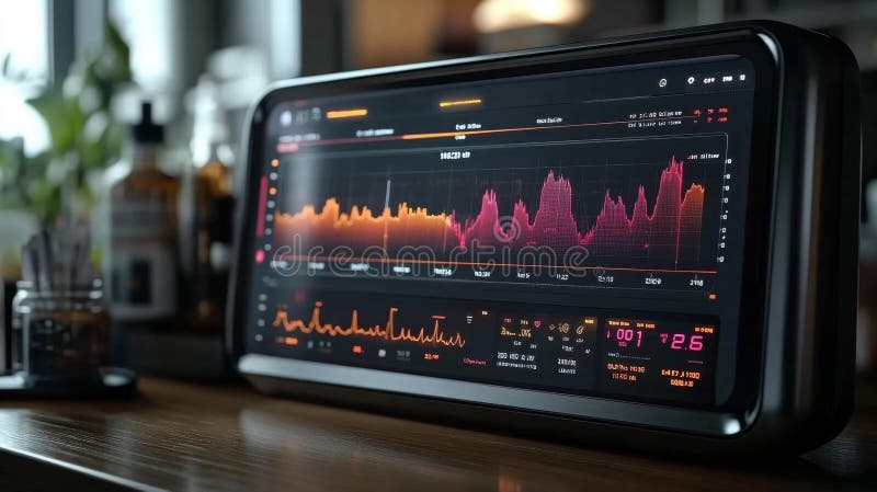 Smart Technology Device Showing Data Visualizations and Performance ...