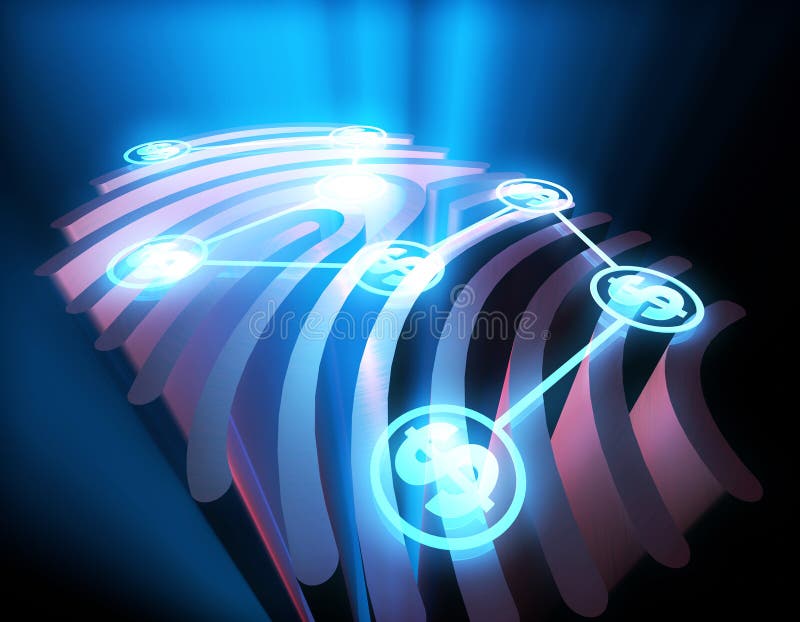 Fingerprint with Dollar Sign. Stock Vector - Illustration of white ...