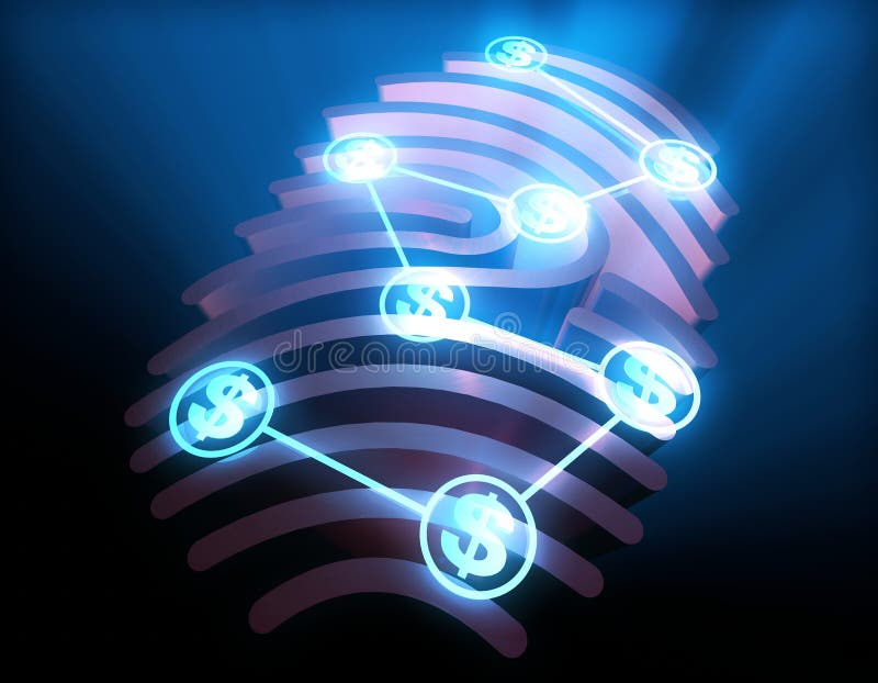 Fingerprint with Dollar Sign. Stock Vector - Illustration of white ...