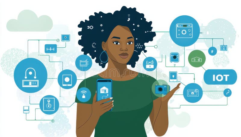 Smart Technology and IoT in Modern Communication Illustration Stock ...