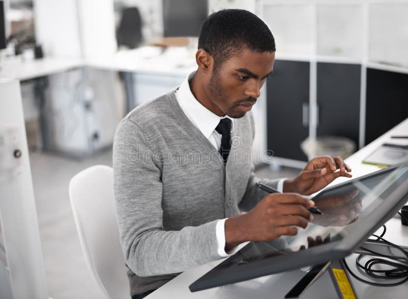 Smart Technology Makes Everything Easier. a Young Man Working on a ...