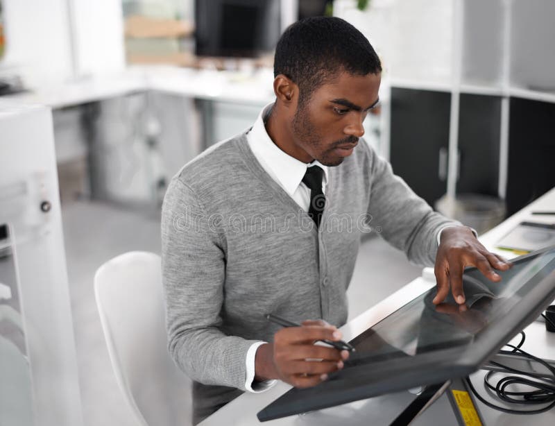 Smart Technology Makes Everything Easier. a Young Man Working on a ...