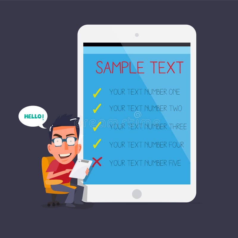 Smart Technology Man with Tablet for Presentation - Stock Illustration ...