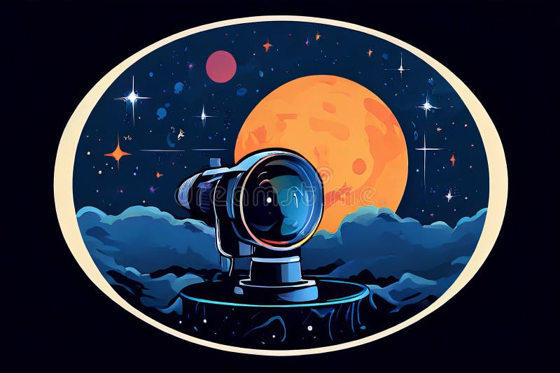 Smart Telescopes Scan the Sky for New Celestial Objects Sticker Stock ...