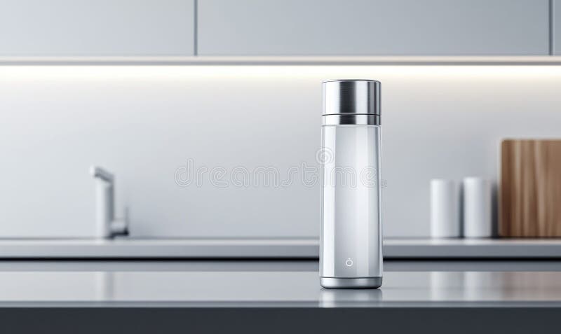 Smart Thermos with Minimalist Kitchen Background Stock Illustration ...