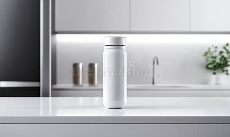 Smart Thermos with Minimalist Kitchen Background Stock Illustration ...