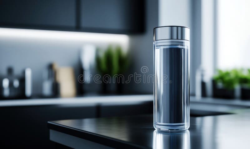 Smart Thermos with Minimalist Kitchen Background Stock Illustration ...
