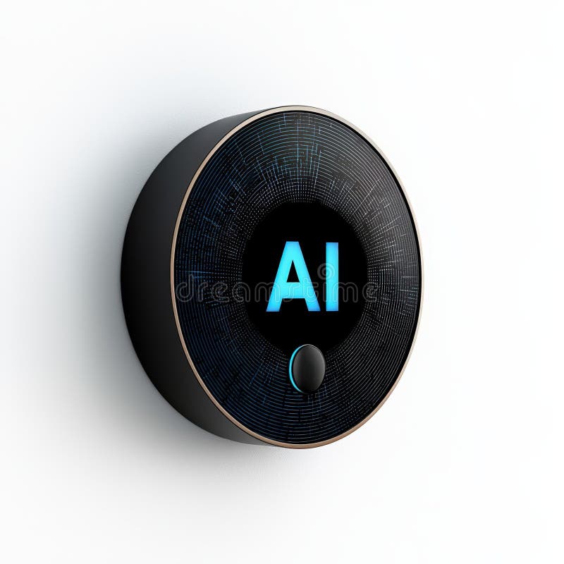 Smart Thermostat with AI Display White Background Stock Illustration ...