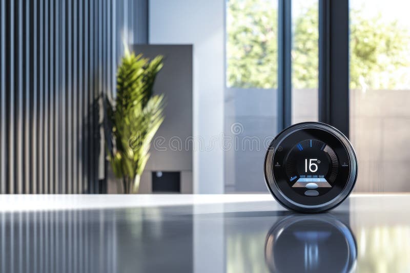Smart Thermostat Displaying Current Temperature in a Modern Home ...