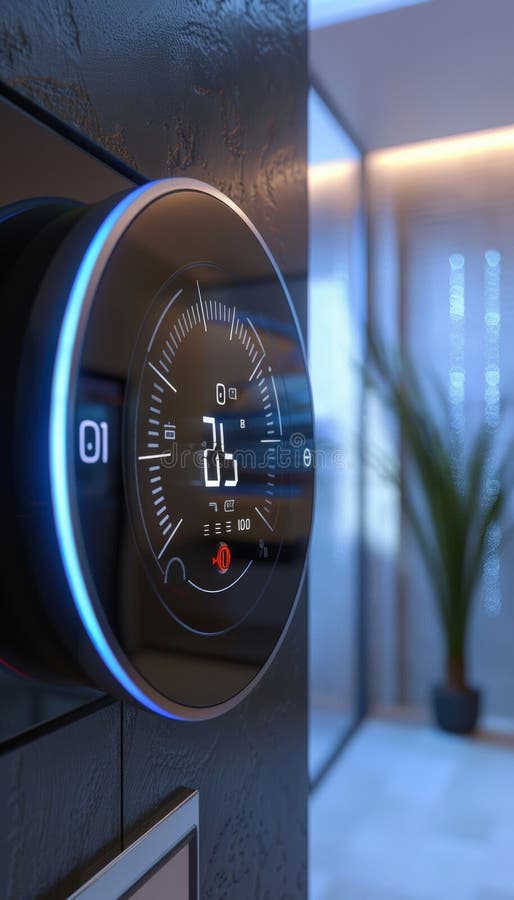 Smart Thermostat with Energy Efficient System Display for Modern Home ...