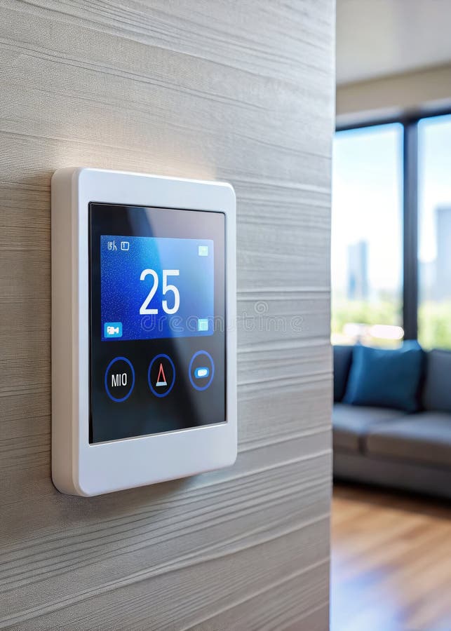 Smart Thermostat with Touch Display Shows Temperature Settings in ...