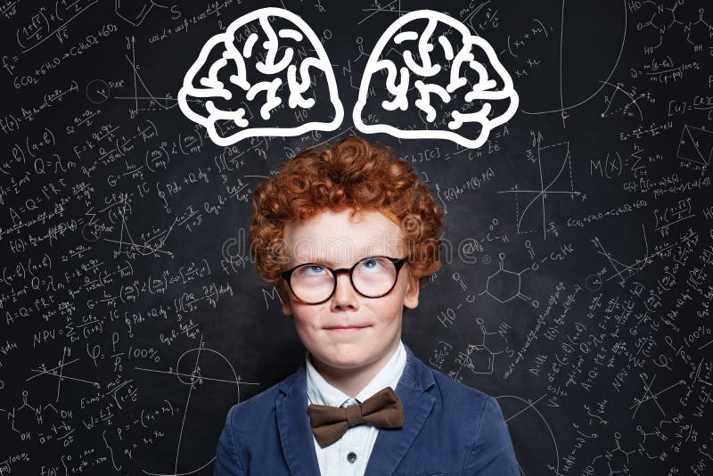 Smart Thinking Genius Child Student Portrait Stock Image - Image of ...