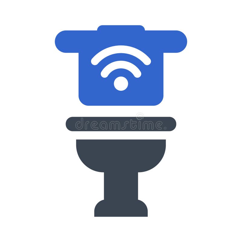 Smart Toilet and Garbage Can Line Icon, Smart Home Symbol, Remote ...