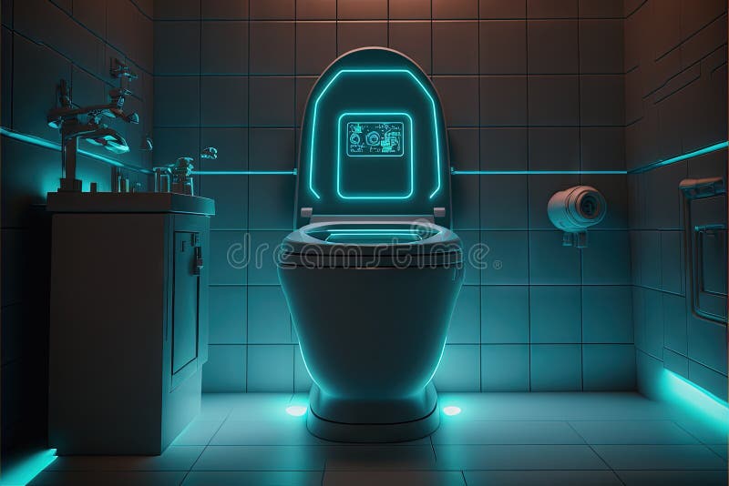 Smart Toilet Wireless WC of the Future Generative Ai Stock Illustration ...