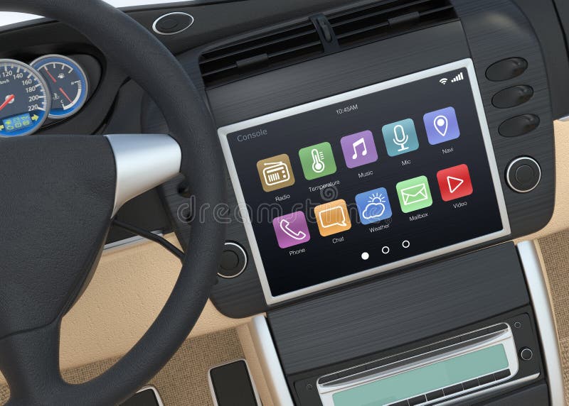 Smart Touch Screen Multimedia System for Automobile Stock Image - Image ...