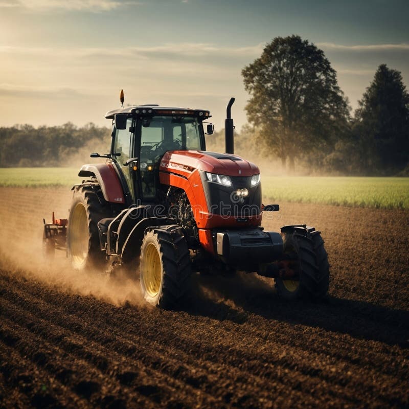 Smart Tractor Autonomously Plowing a Field with Precision. Stock Photo ...