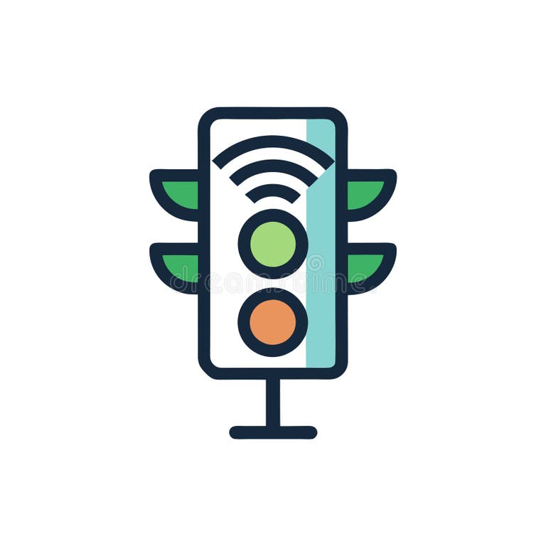 Smart Traffic Light Icon with Wireless Communication Technology and ...