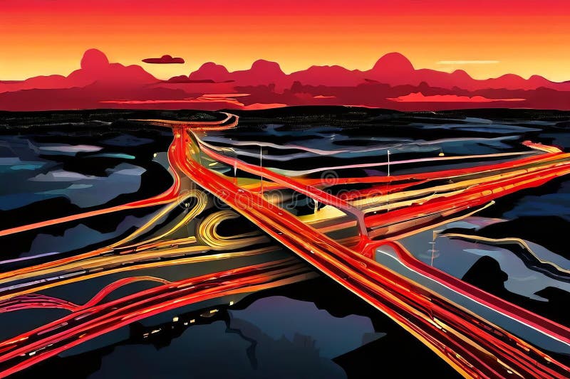 Smart Traffic Light Network Detailed Illustration of Interconnec Stock ...