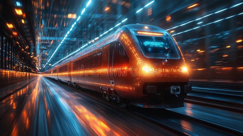 Smart Train in Motion Showcasing Advanced Logistics and Automated ...