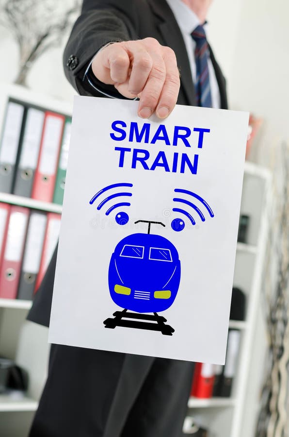 Smart Train Concept Shown by a Businessman Stock Photo - Image of wifi ...