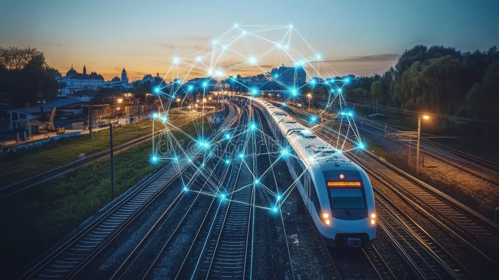 Smart Train with Network Connectivity Over Cityscape Advanced Rail ...