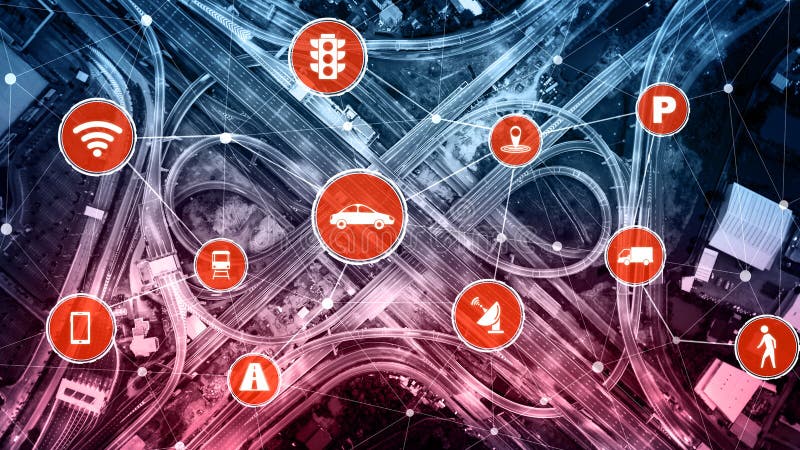 Smart Transport Technology Concept for Future Car Traffic on Road Stock ...