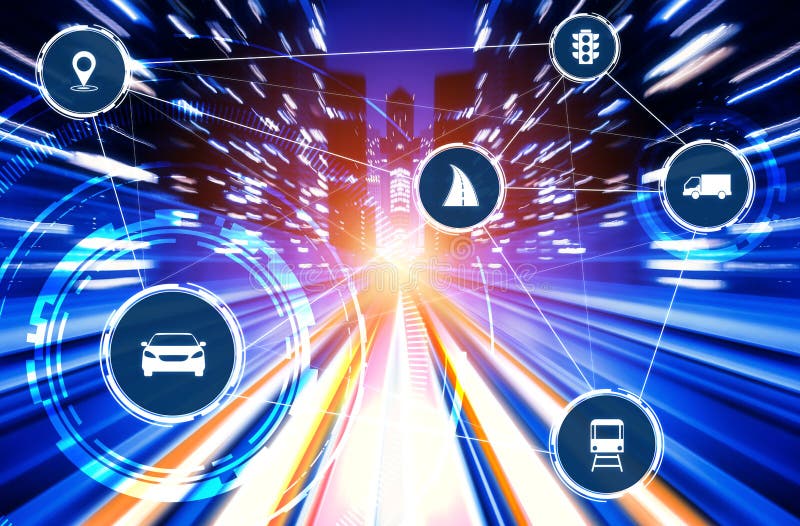 Smart Transport Technology Concept for Future Car Traffic on Road Stock ...
