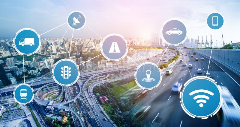 Smart Transport Technology Concept for Future Car Traffic on Road Stock ...