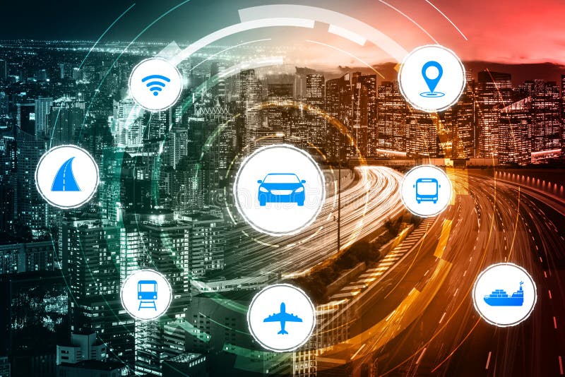 Smart Transport Technology Concept for Future Car Traffic on Road Stock ...