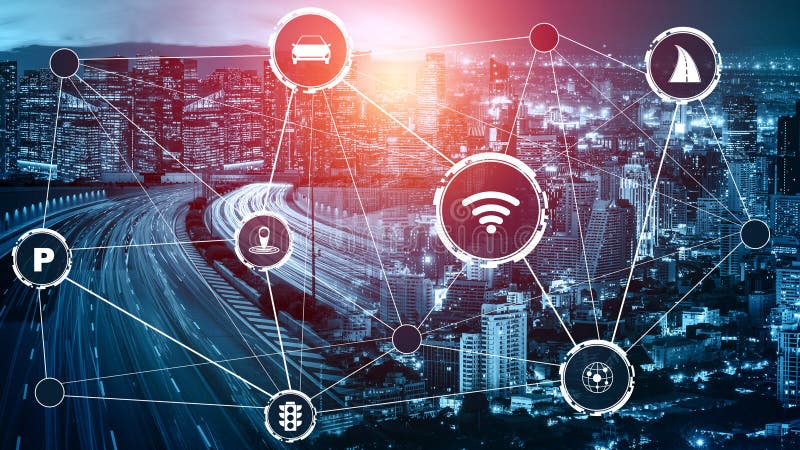 Smart Transport Technology Concept for Future Car Traffic on Road Stock ...
