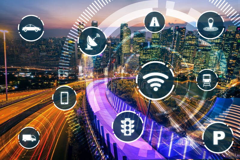 Smart Transport Technology Concept for Future Car Traffic on Road Stock ...