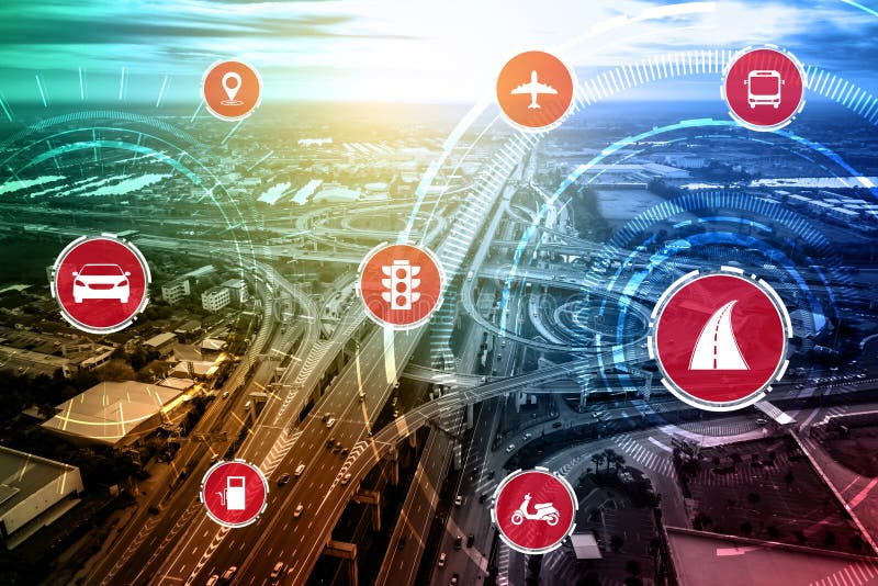 Smart Transport Technology Concept for Future Car Traffic on Road Stock ...