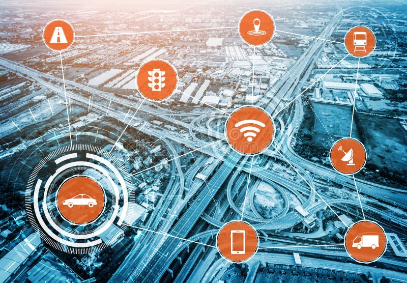 Smart Transport Technology Concept for Future Car Traffic on Road Stock ...