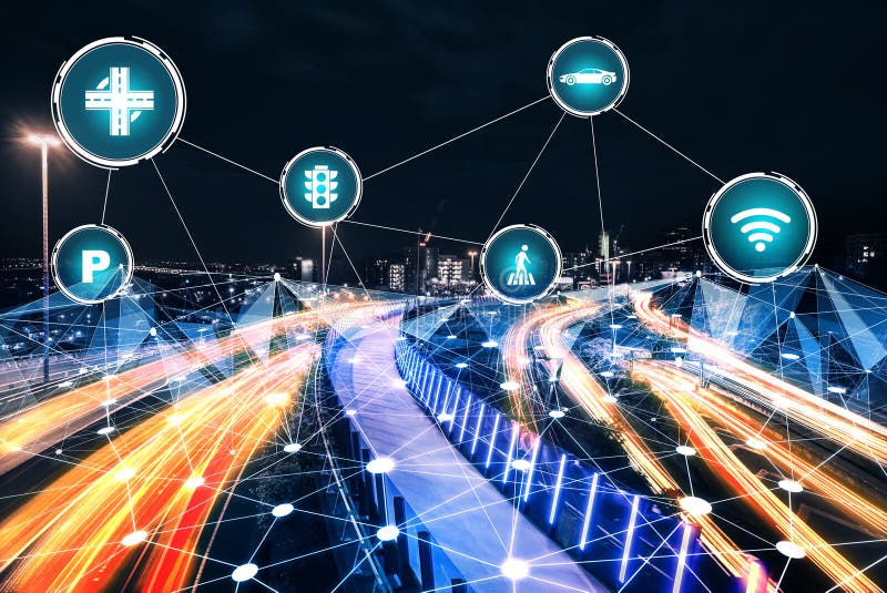 Smart Transport Technology Concept for Future Car Traffic on Road Stock ...