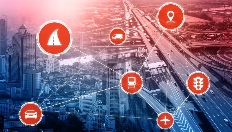 Smart Transport Technology Concept for Future Car Traffic on Road Stock ...