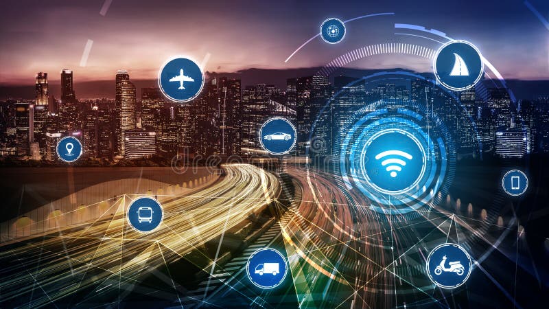 Smart Transport Technology Concept for Future Car Traffic on Road Stock ...