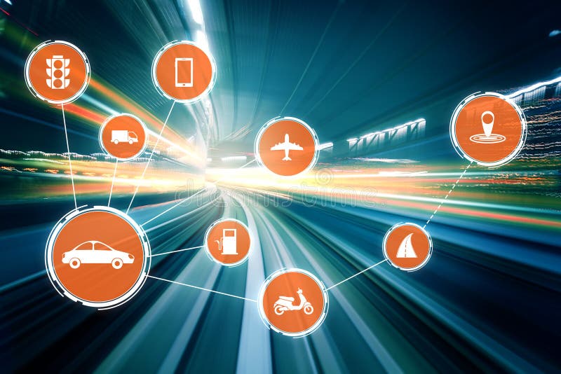 Smart Transport Technology Concept for Future Car Traffic on Road Stock ...