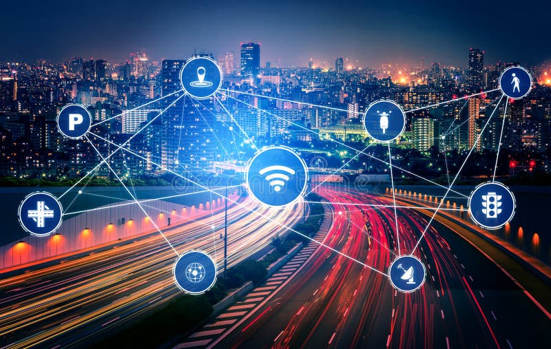 Smart Transport Technology Concept for Future Car Traffic on Road Stock ...