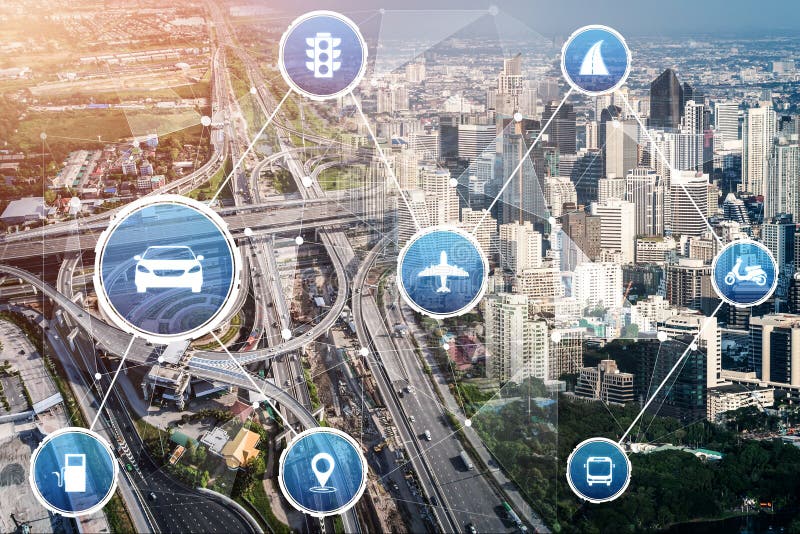 Smart Transport Technology Concept for Future Car Traffic on Road Stock ...