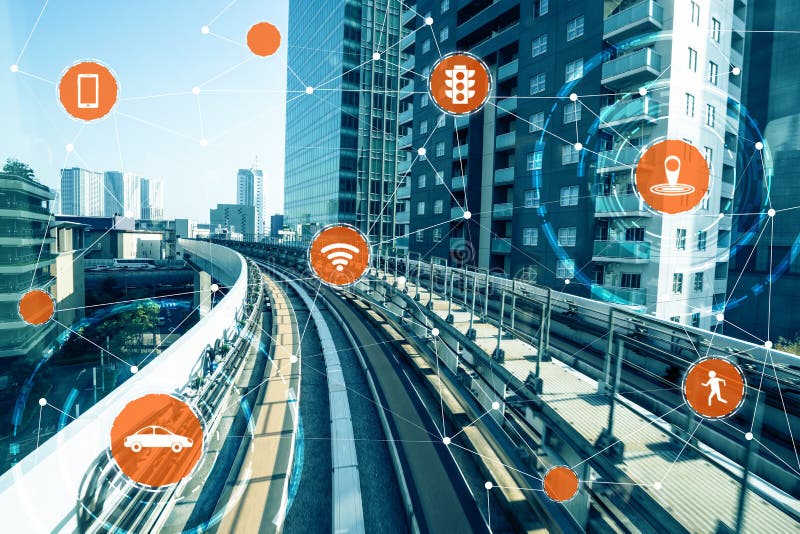 Smart Transport Technology Concept for Future Car Traffic on Road Stock ...