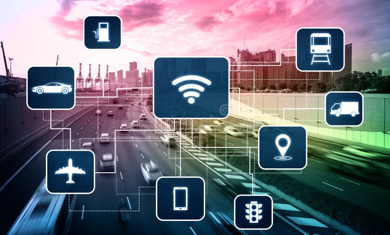 Smart Transport Technology Concept for Future Car Traffic on Road Stock ...