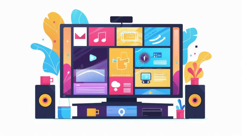 A Smart TV Concept. a Multipurpose Device for Streaming Services Apps ...