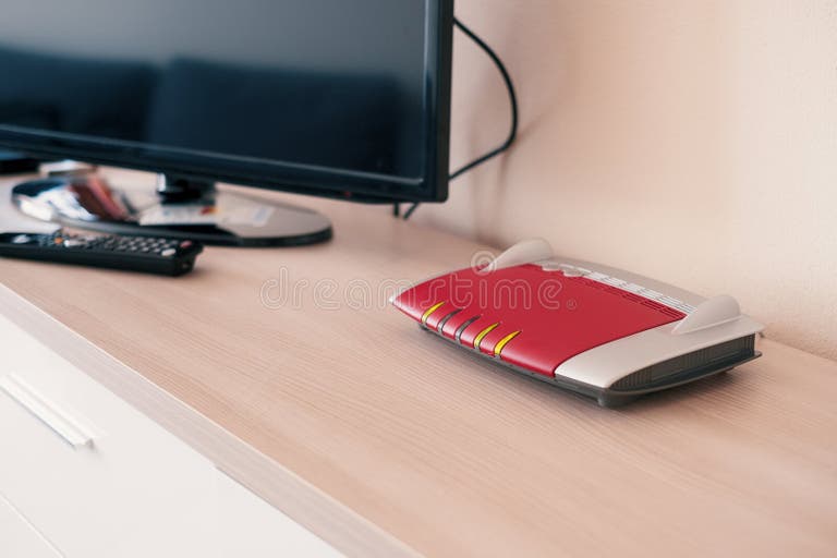 Smart Tv Connected To Internet Modem Network Stock Photo - Image of ...