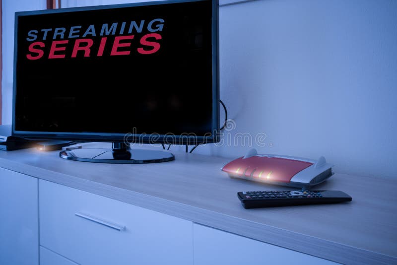 Smart Tv Connected To Internet Modem Network Stock Photo - Image of ...