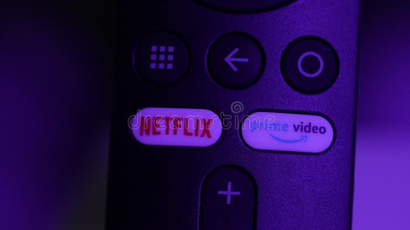 Smart Tv Controller with Netflix and Prime Video Buttons. User is ...